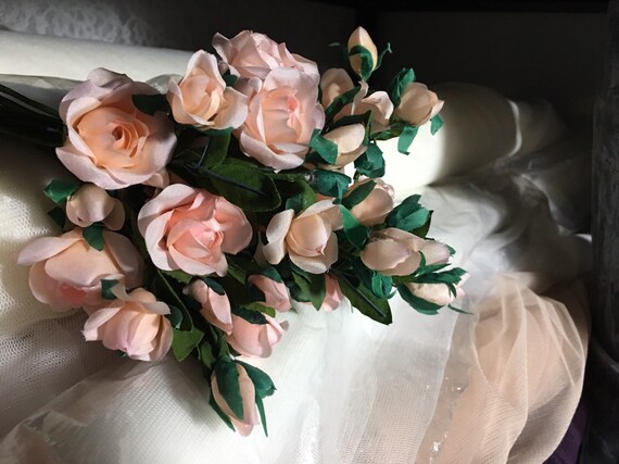 DOZEN Peach Rose & Buds Vintage Silk for Bridal Boutonnieres | Etsy