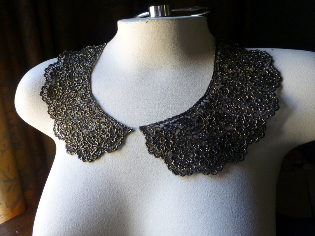 Black Gold Collar Peter Pan Applique PAIR for Reenactment, Historical ...