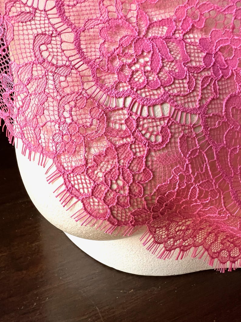 CORAL PINK Chantilly Lace Eyelash Lace for Lingerie, Veils, Garments CH ...