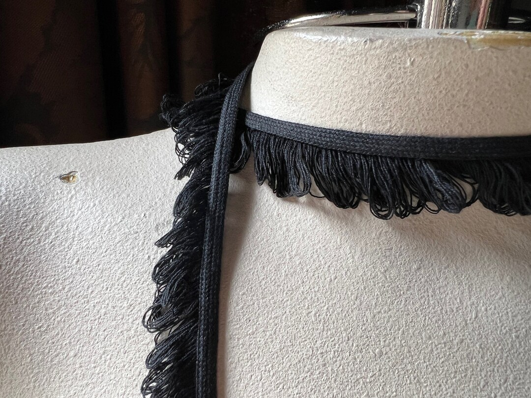 2 Yds. BLACK Fringe Trim Looped in COTTON for Garments, Costumes ...