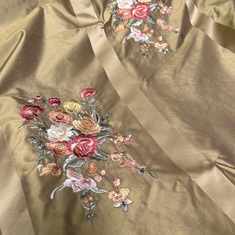 Embroidered Silk Fabric - Etsy