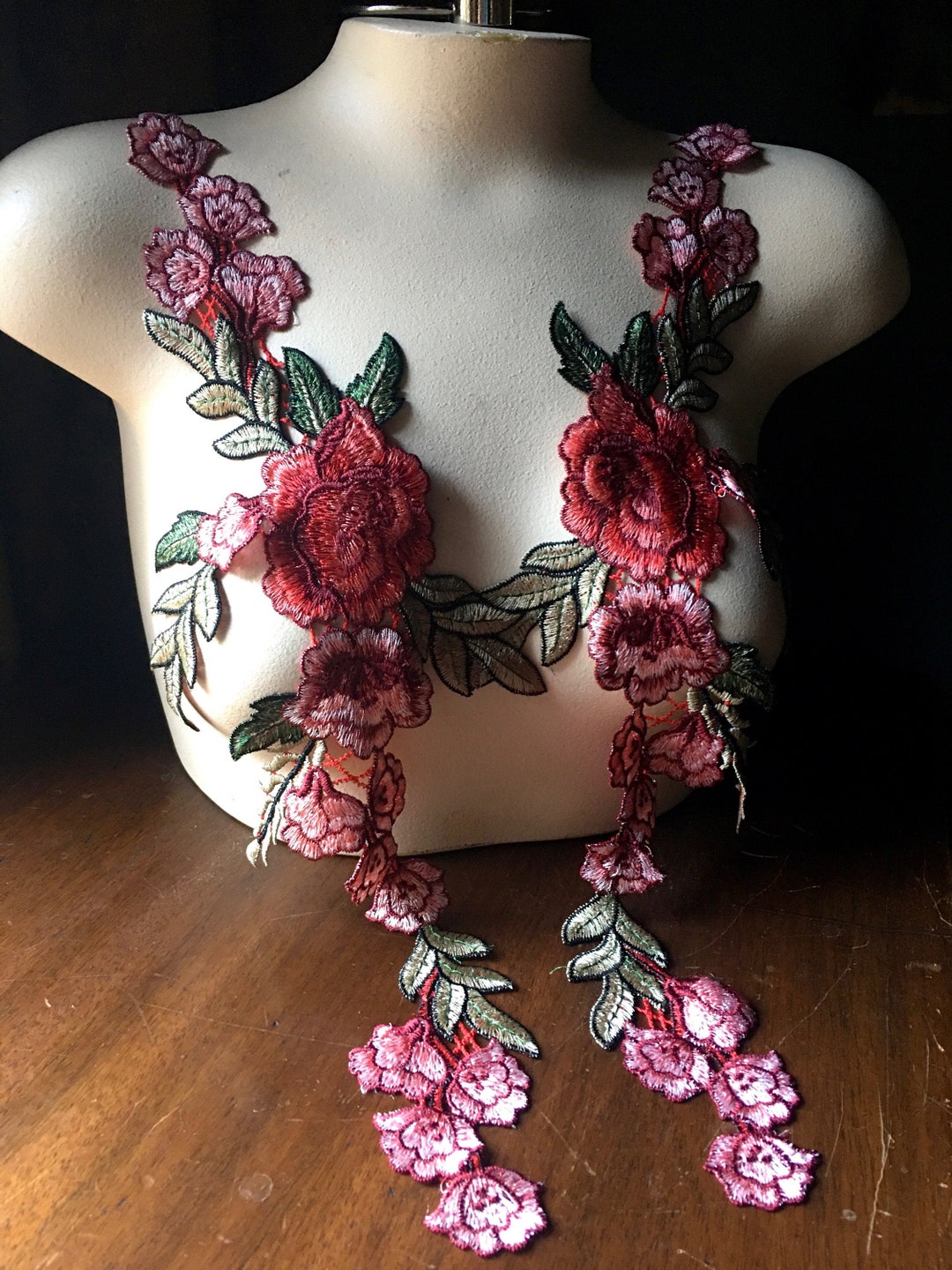 Red Rose Embroidered Applique Pair: Lyrical Dance Costume Design CA 825 ...