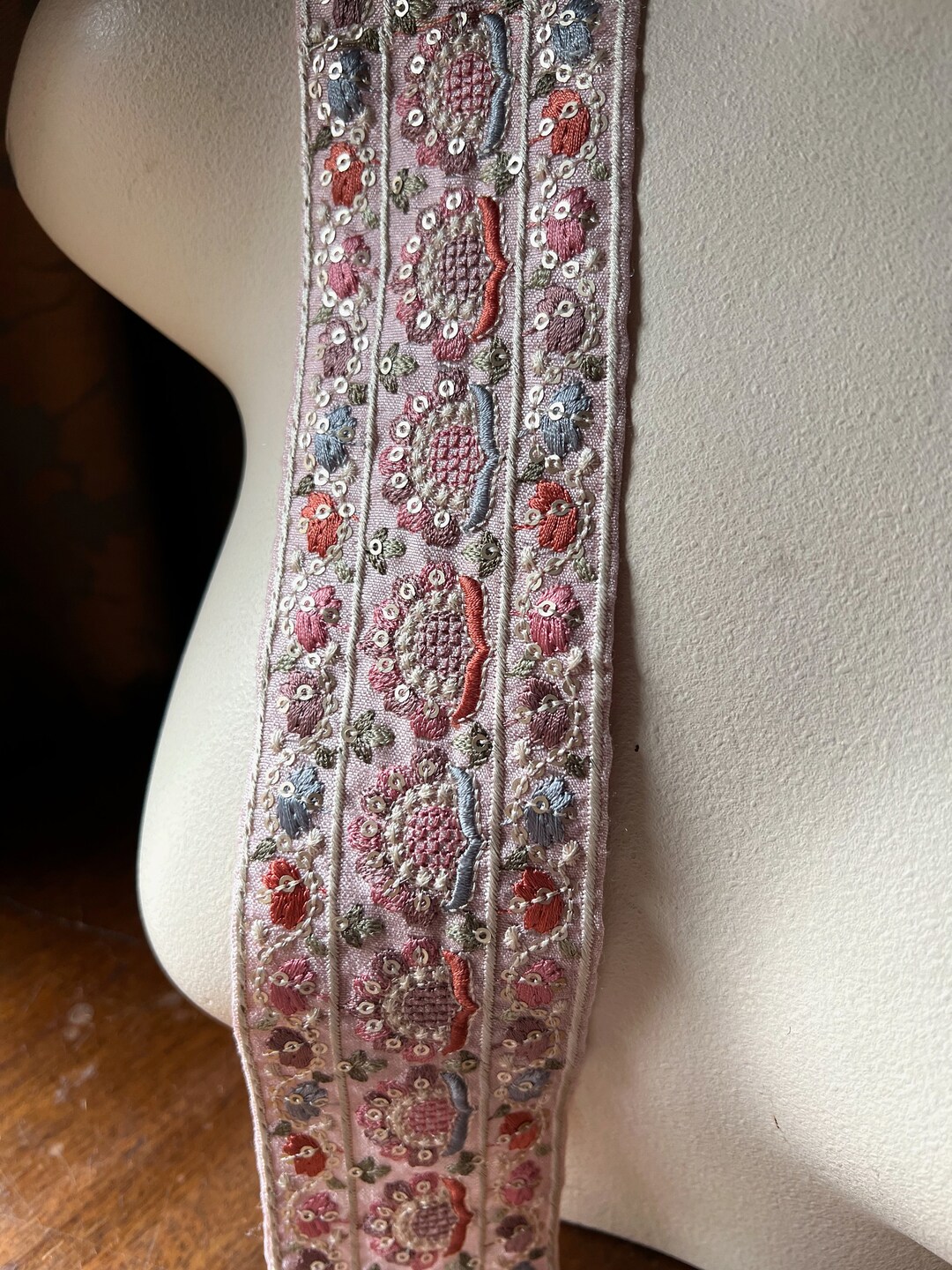 PINK Silk Beaded Sari Trim Embroidered for Garments, Costume Design ...