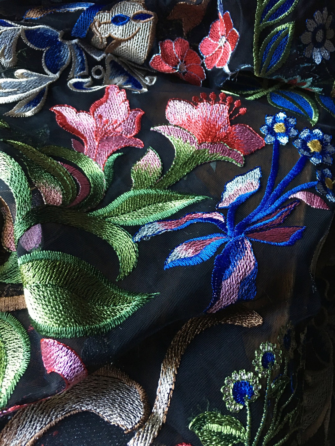 Multicolored Fabric Embroidered Lace Fabric for Dresses, Gowns ...