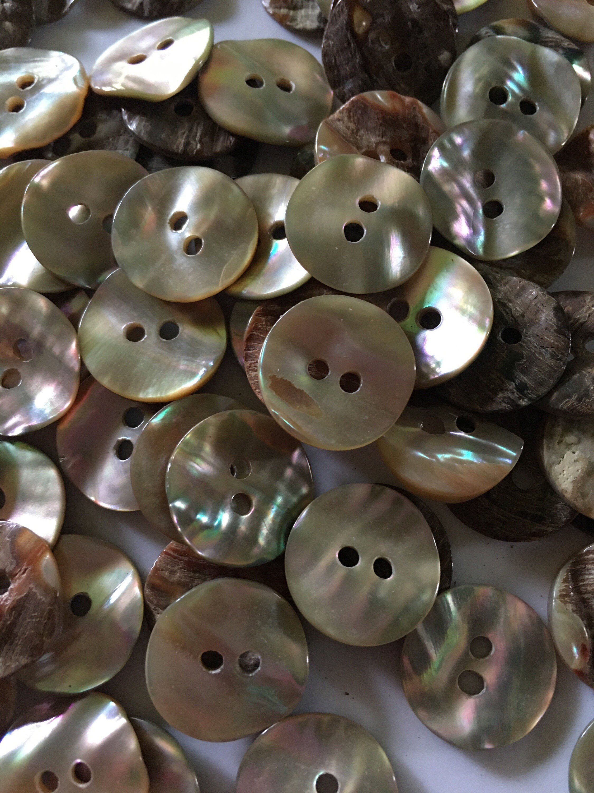 10 Abalone Buttons 24L 15mm for Knitting Jewelry Garments | Etsy
