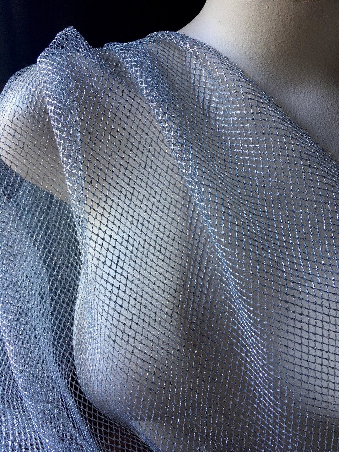 17" REMNANT Silver NET #2 57" Width From UK for Bridal, Veils, Gowns ...