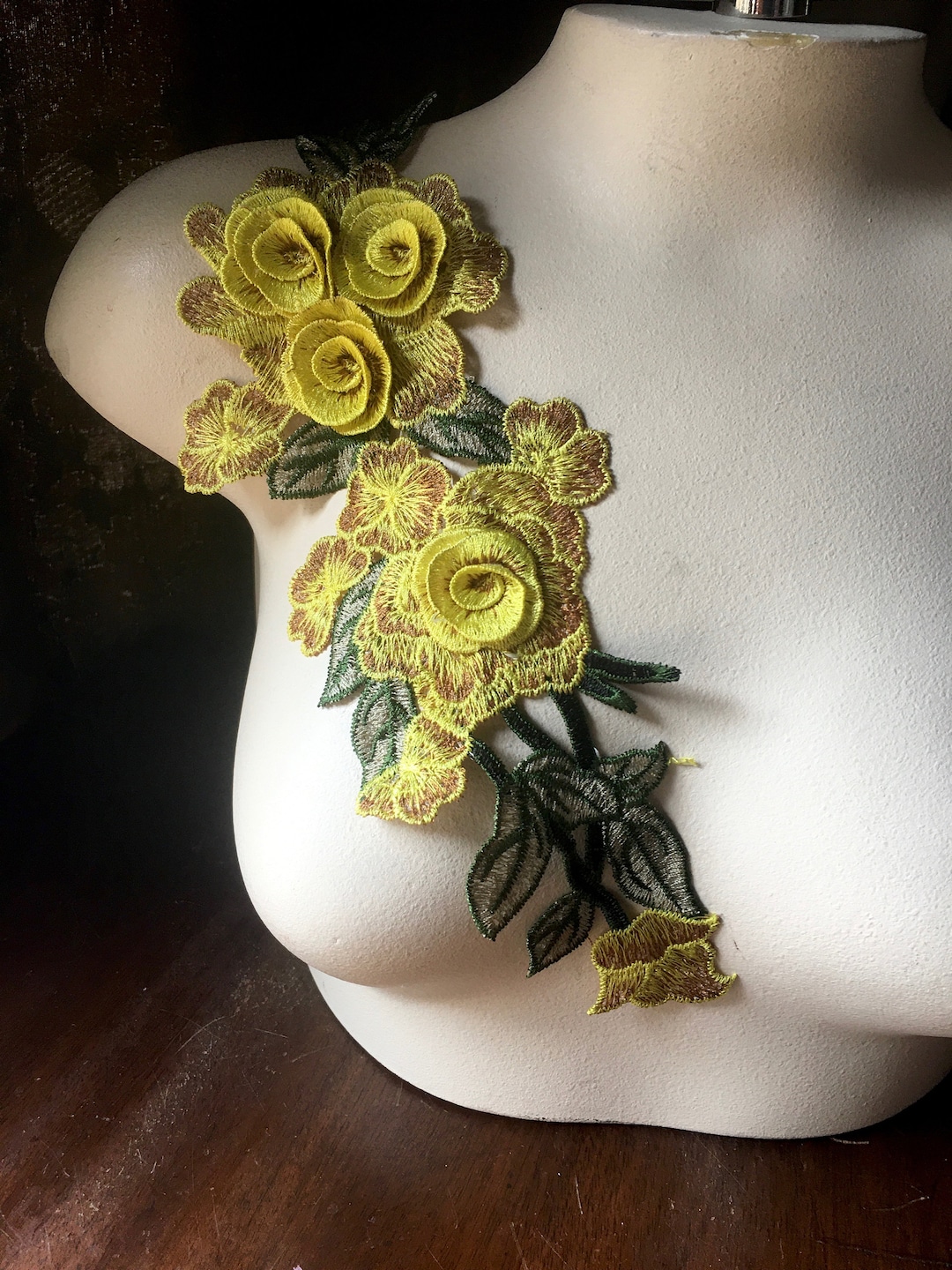 YELLOW Rose Applique 3D Lace for Lyrical Dance, Garments, Costume ...