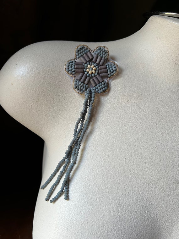 Blue Gray Boho Tribal Beaded Applique Fringed for Lyrical - Etsy