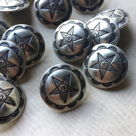 7 Western Concha Style Star Metal Buttons 36L 23mm for | Etsy
