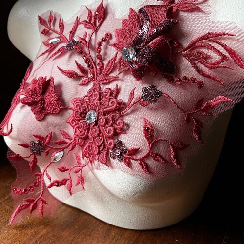 BURGUNDY & RED 3D Applique Beaded for Lyrical Dance Ballet - Etsy