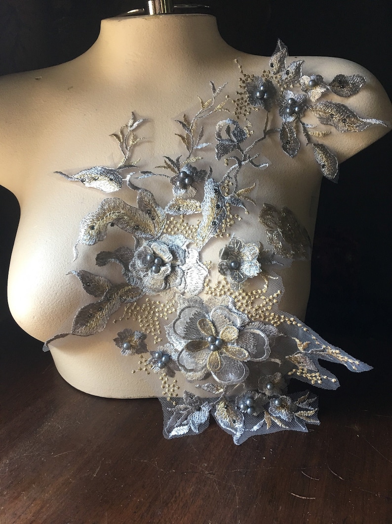 SILVER & GOLD 3D Applique Beaded and Embroidered for Lyrical - Etsy