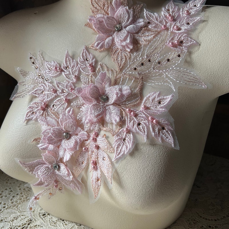 Pink Pearl Lace Applique - Etsy