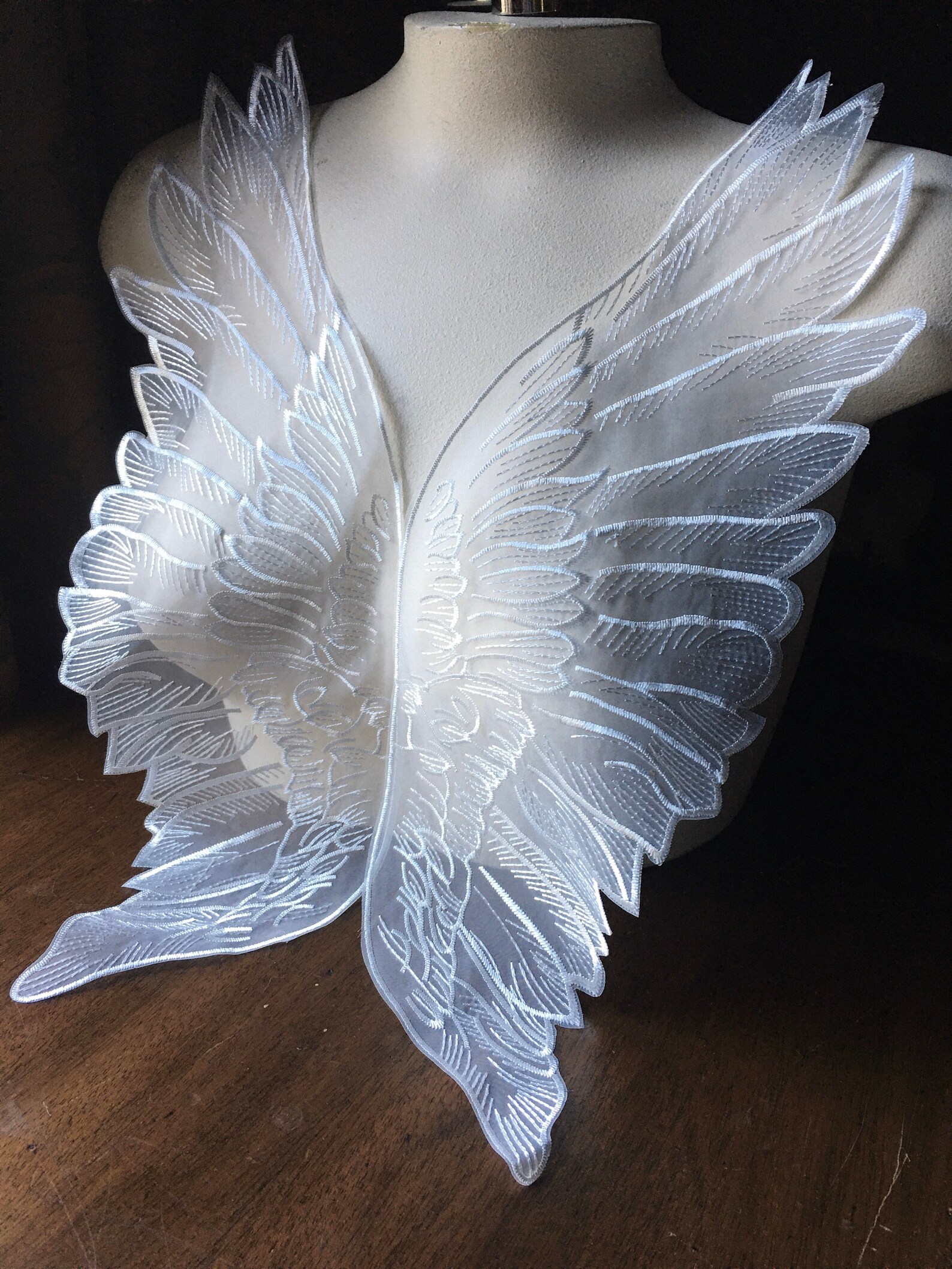 White Angel Wing Applique PAIR in Organza for Bridal - Etsy