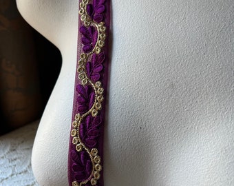 HUNTER Green & Gold Sari Trim Embroidered for Garments, Costume Design, Crafts, Junk Journals TR ...