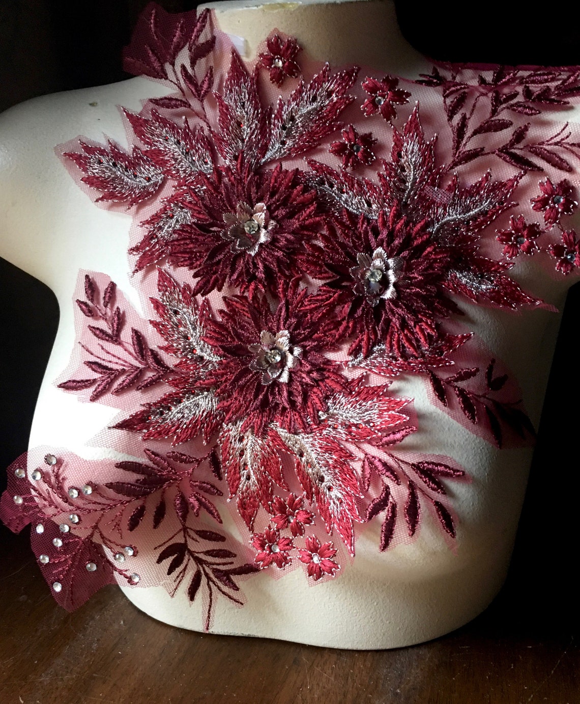 BURGUNDY & RED 3D Applique Beaded for Lyrical Dance Ballet | Etsy