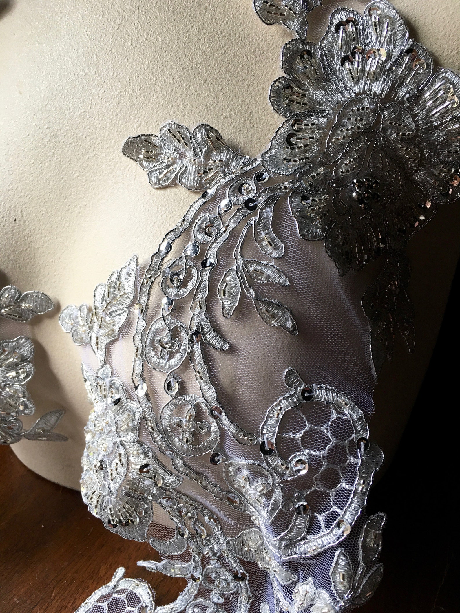 SILVER Beaded Applique Pair Large for GRAD Lyrical Dance - Etsy