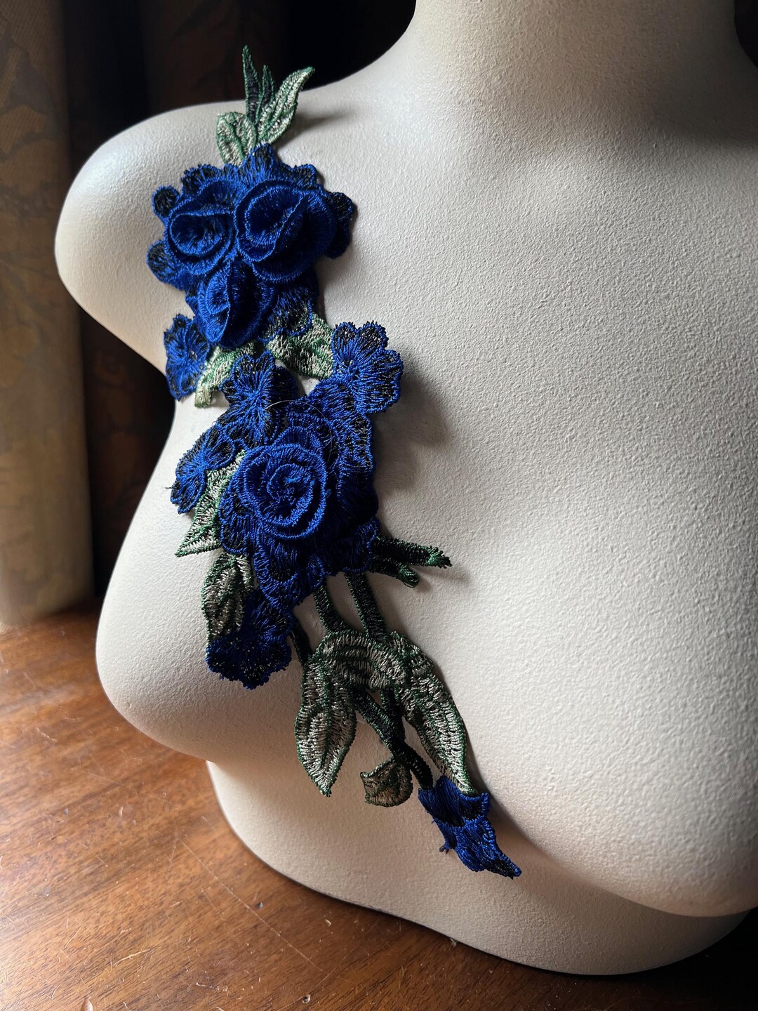 Deep BLUE Rose Applique 3D Lace for Lyrical Dance, Garments, Costume ...
