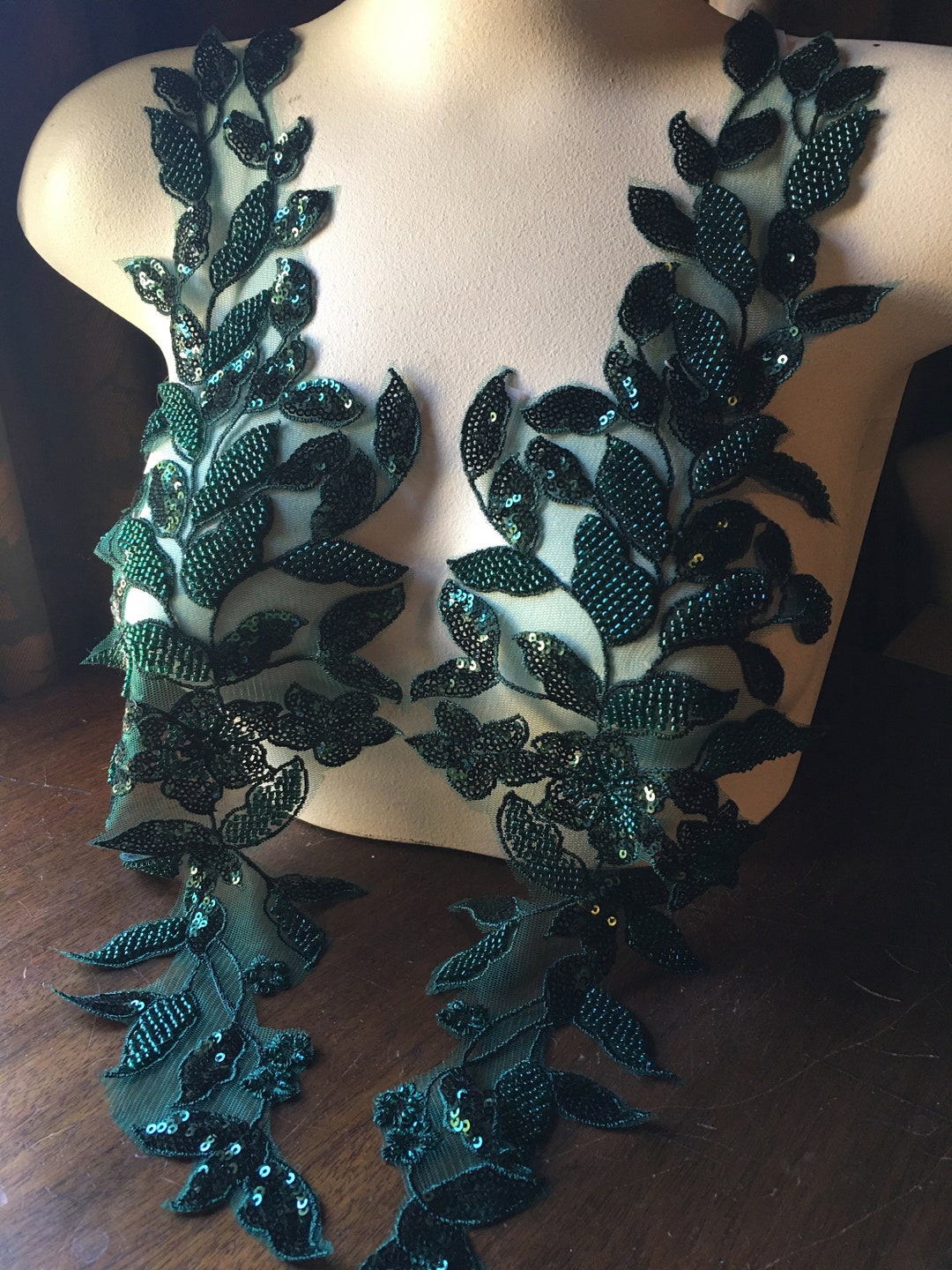 Hunter Green Beaded Applique Pair F114 - Etsy