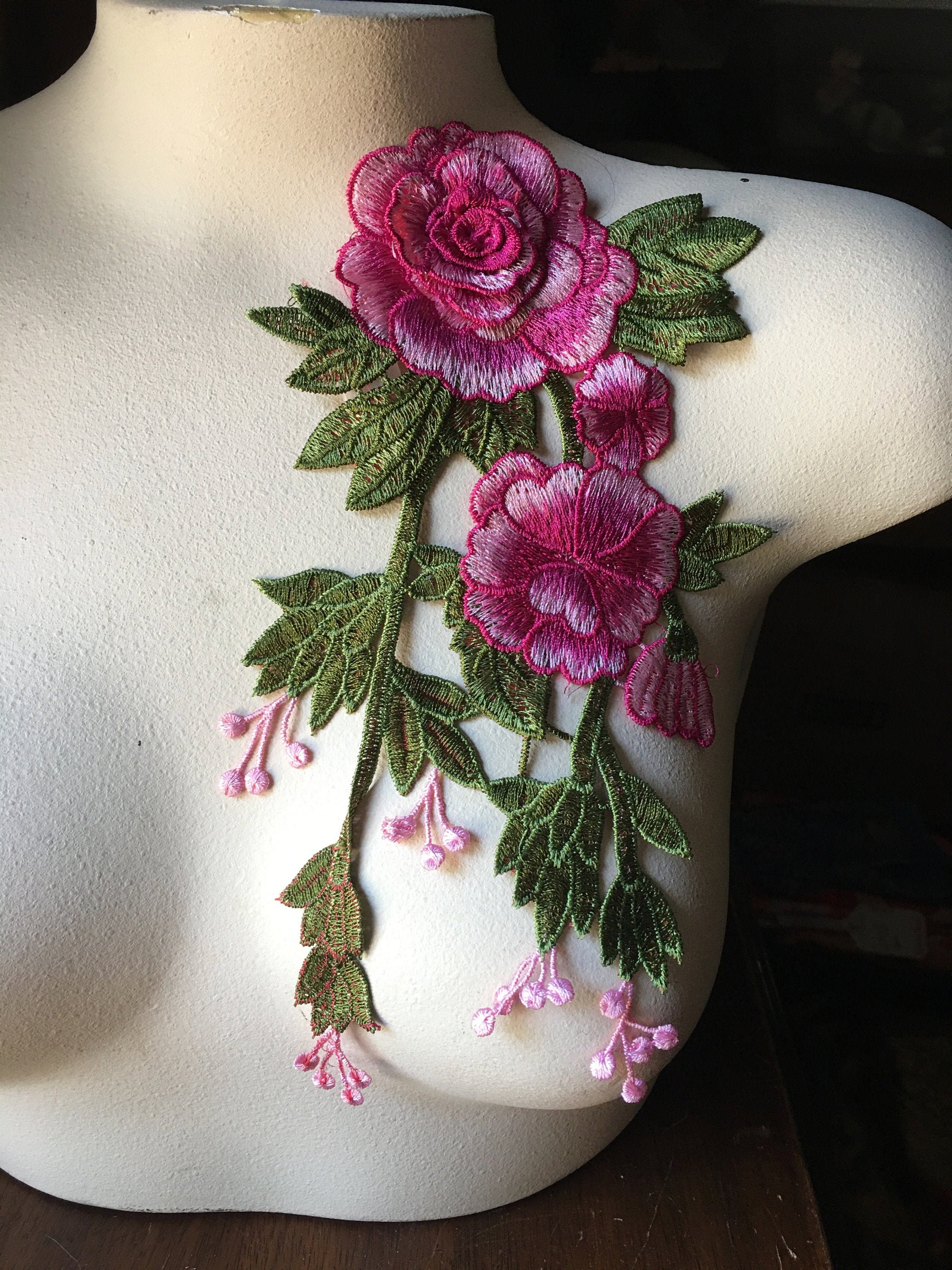 FUCHSIA PINK 3D Rose Applique for Garments Costume Design CA | Etsy