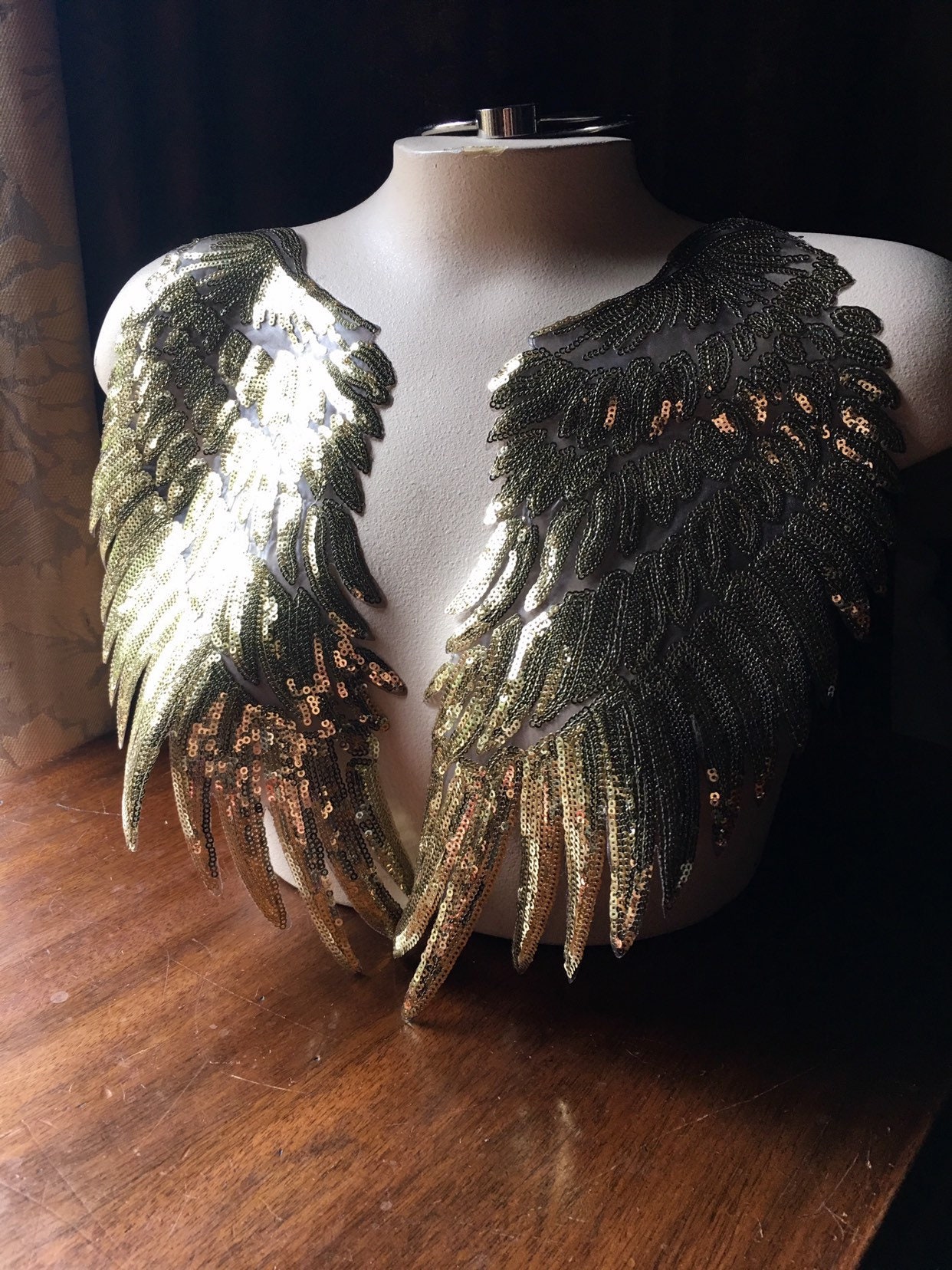 GOLD Beaded WINGS Lace Applique Pair for Lyrical Dance, Garments ...