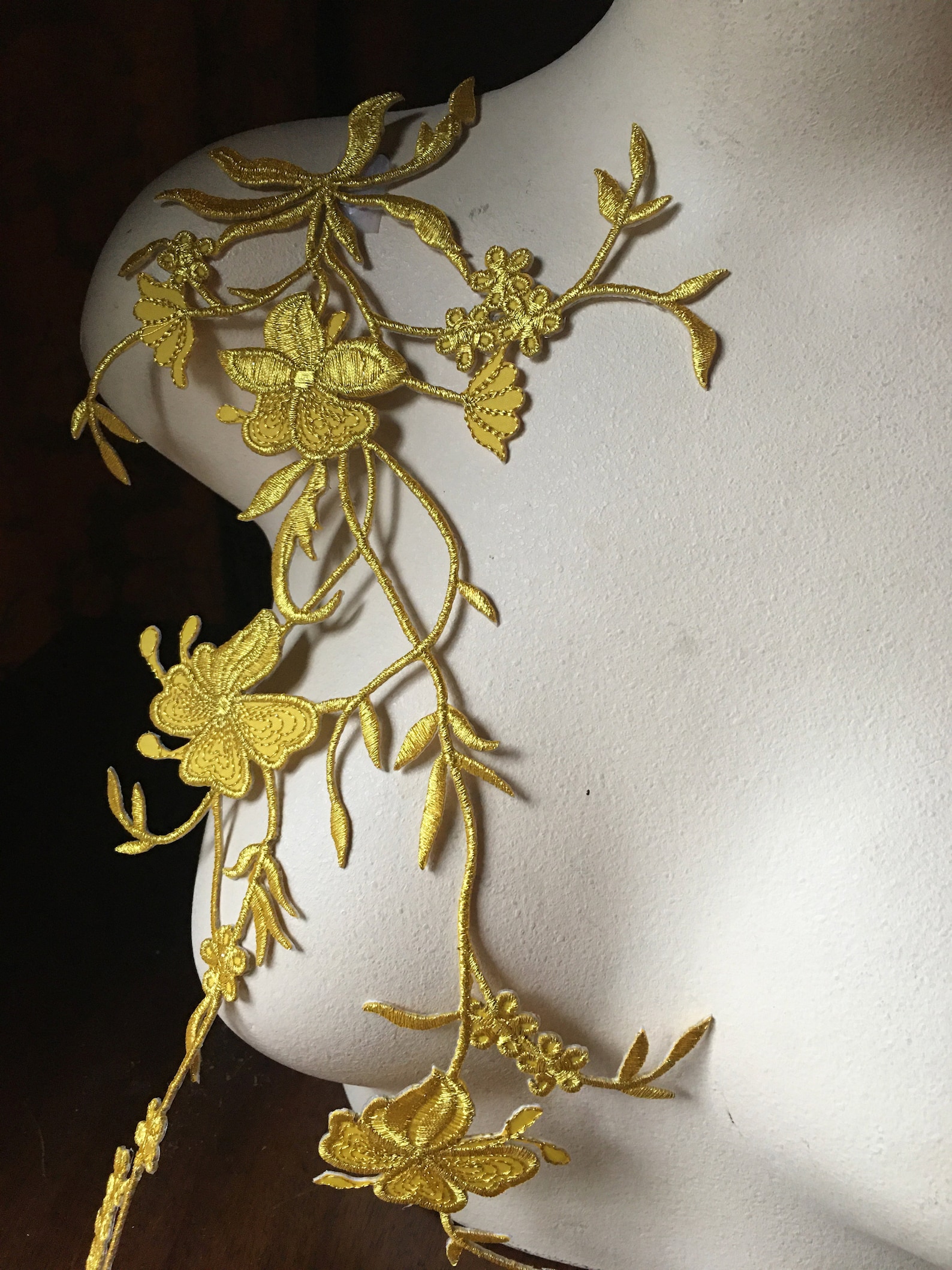 GOLD Flower Vine Applique Iron on for Lyrical Costumes, Cosplay ...