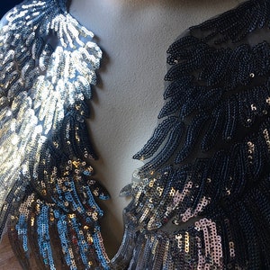 SILVER Beaded WINGS Lace Applique Pair for Lyrical Dance, Garments ...