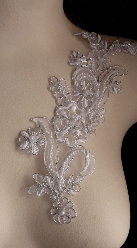 Silver Applique Pair Beaded Lace for Lyrical Dance Ballet | Etsy