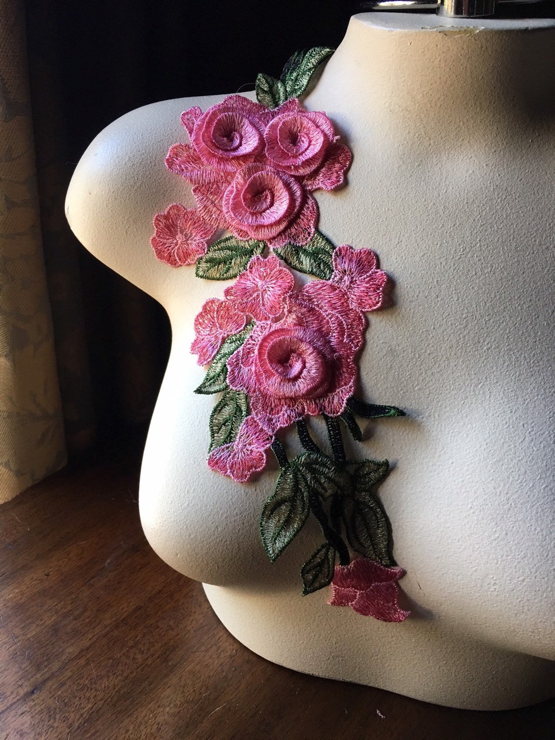 PINK Rose Applique 3D Lace for Lyrical Dance, Garments, Costume Design ...