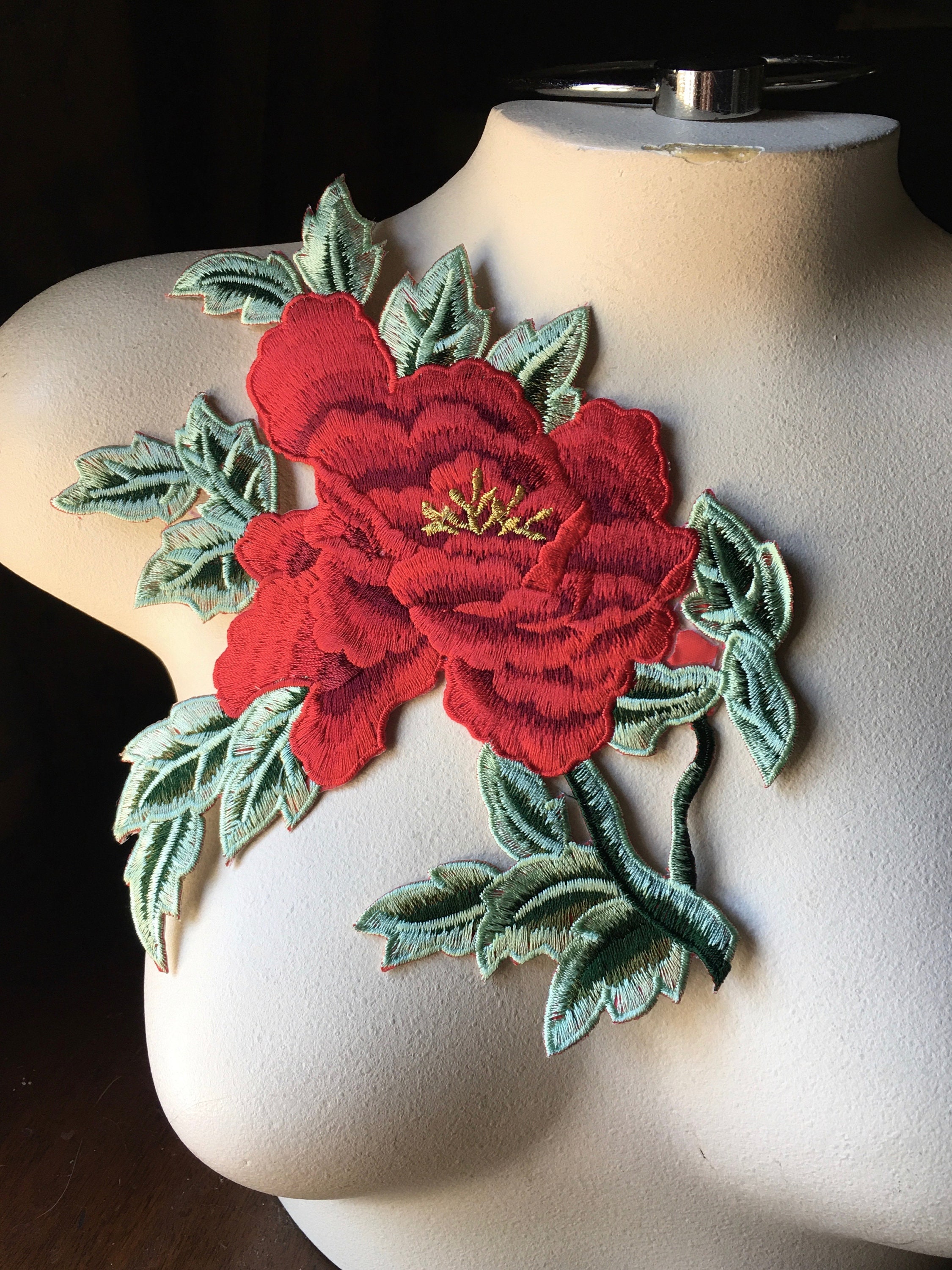 Red Rose Applique Flower Applique Iron on for Garments | Etsy