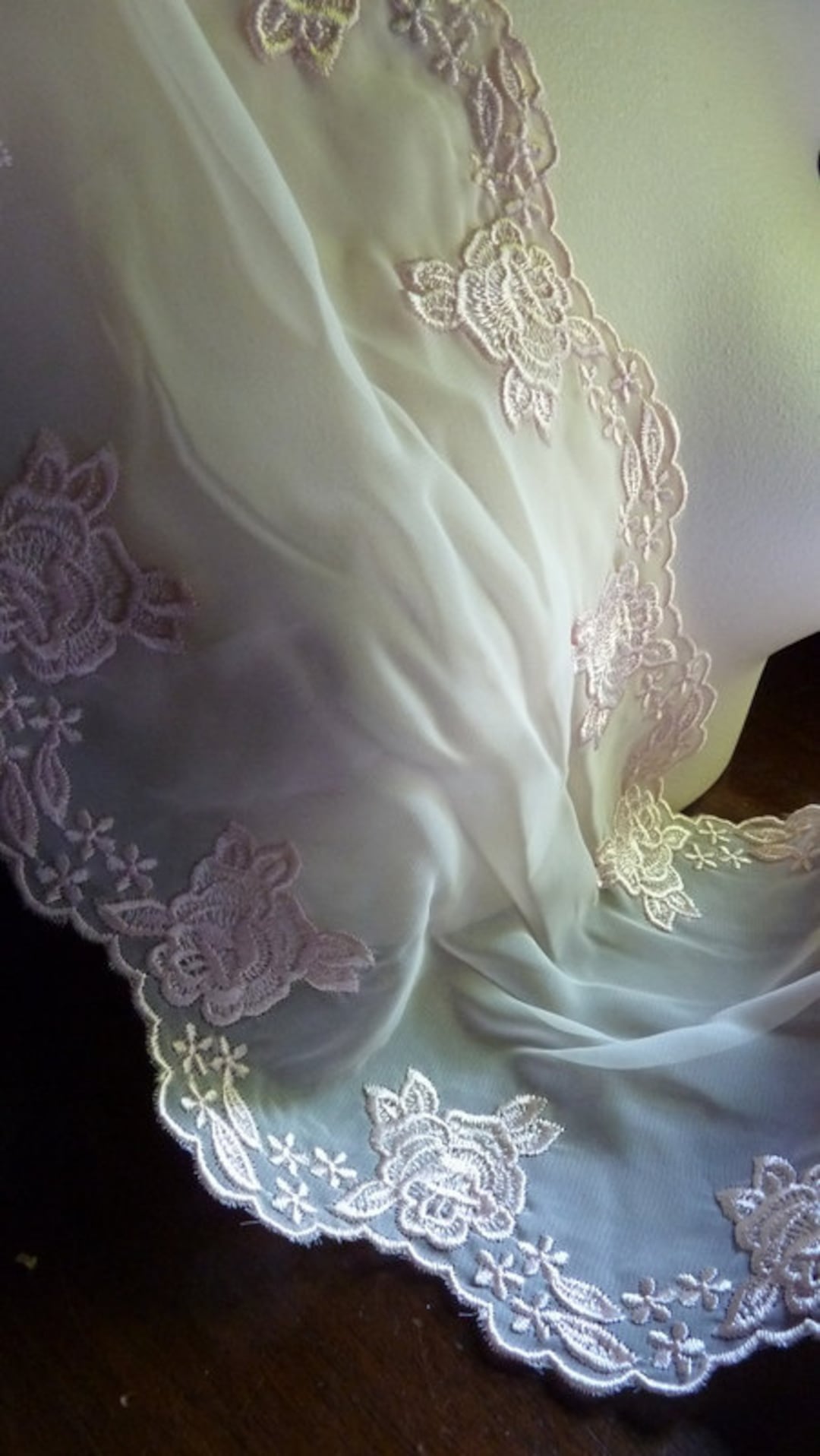 Peach Lace Embroidered Chiffon for Bridal, Lingerie CL 5085peach - Etsy