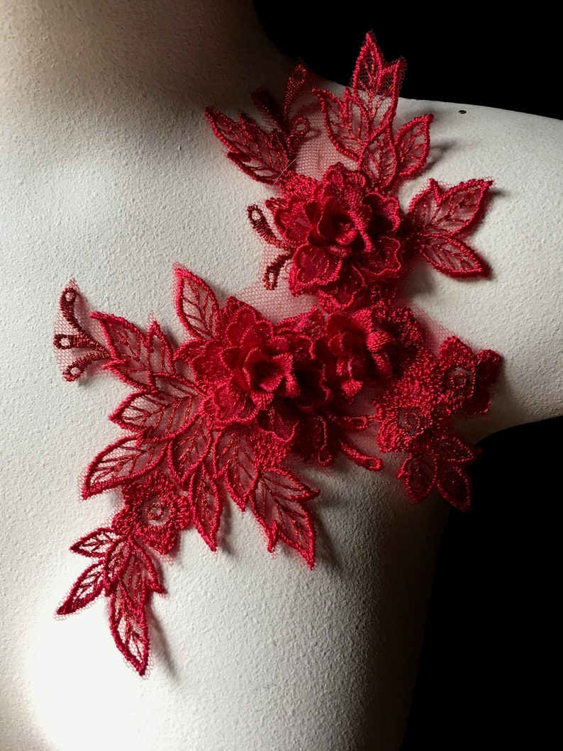 RED 3d Lace Applique PAIR for Lyrical or Ballet Costumes | Etsy
