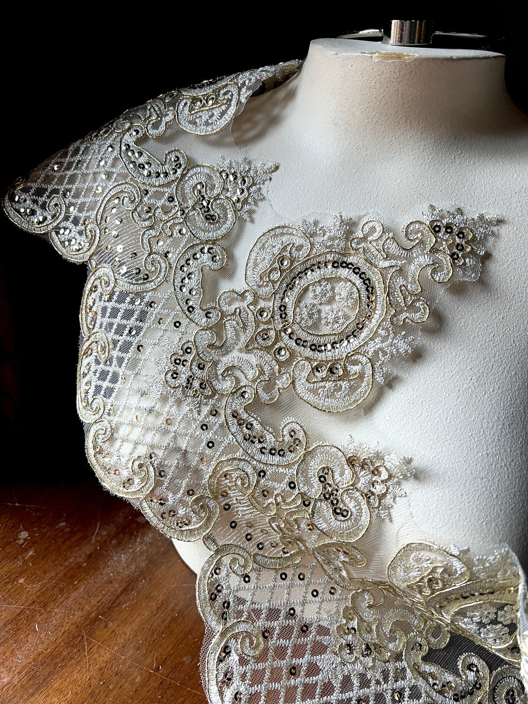 BRIGHT Gold Lace Alencon Bridal Lace Scalloped for Ballet Tutus, Bridal ...