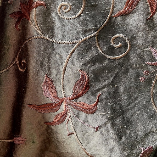 Embroidered Silk Fabric - Etsy