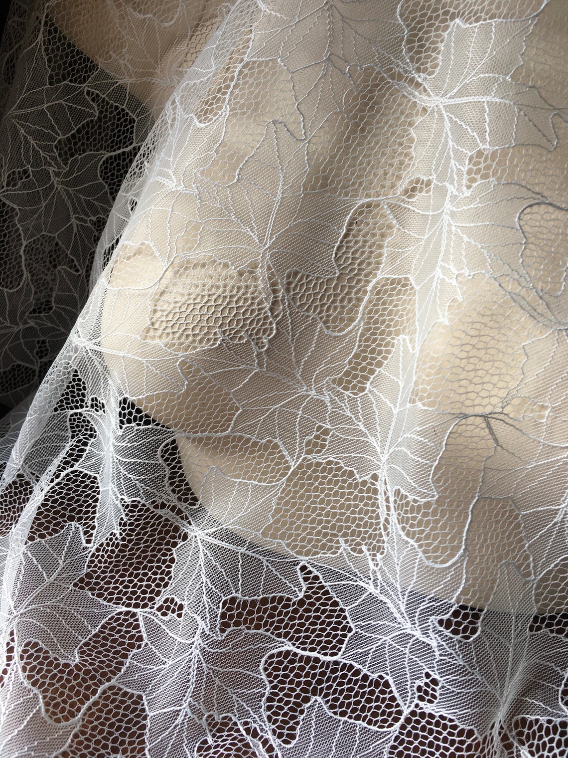 Off White Leaf Lace Net for Bridal Veils Garments | Etsy