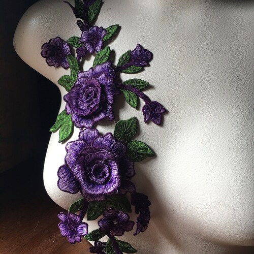 PURPLE Rose Applique 3D Lace for Garments Costume Design CA - Etsy