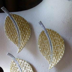 3 Gold Leaves Leaf Appliques for Lyrical Dance, Ballet, Bridal ...