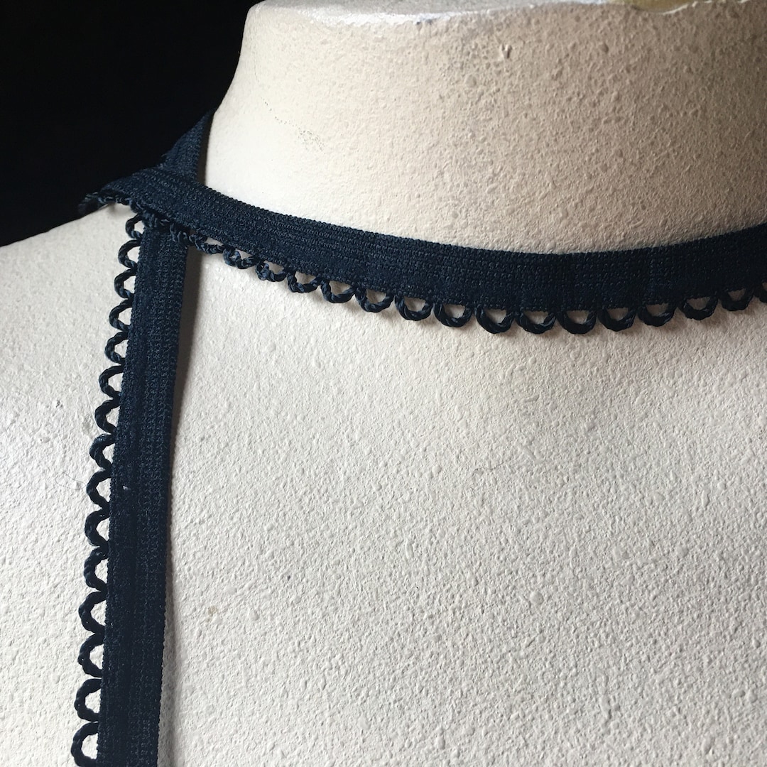 8 Yds. BLUE BLACK Loop Elastic Picot Elastic for Lingerie, Sewing EL ...