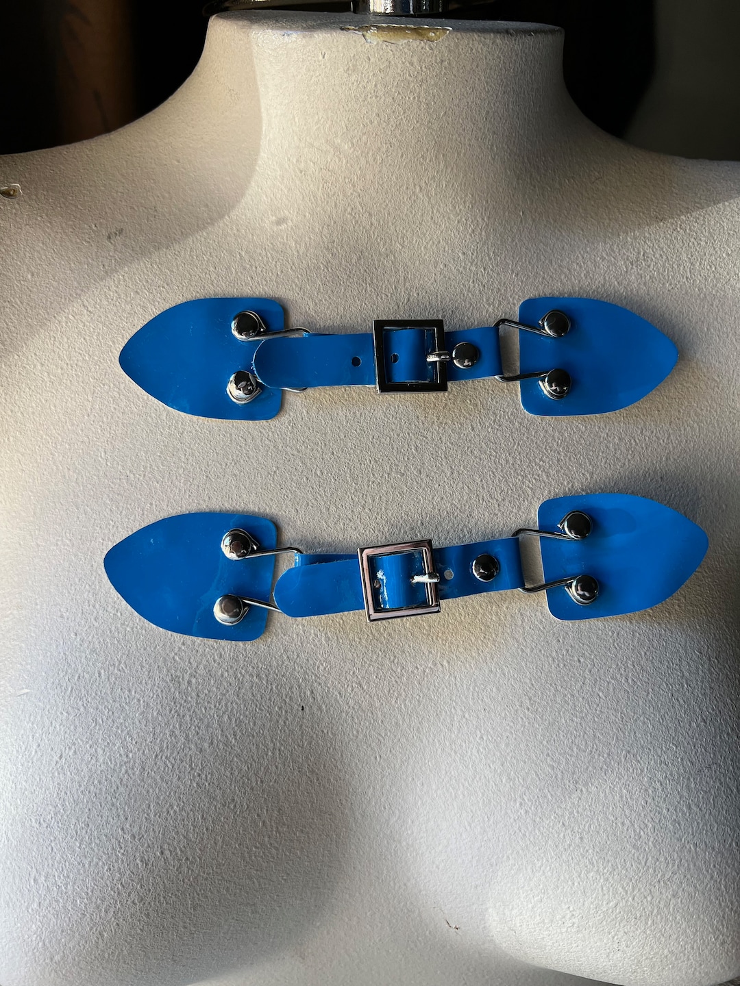 Blue Faux Patent Leather Buckle Tabs: Garment/boot Accents (set of 2 ...
