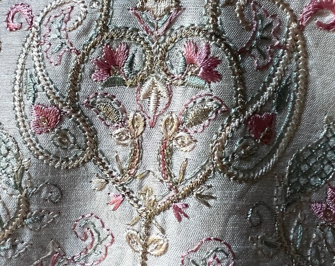 Fat Quarter Silk Embroidered Fabric for Regency Reticules, Victorian ...