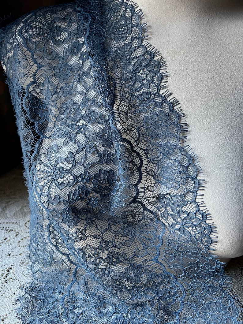58" BLUE Chantilly Lace Eyelash Lace for Lingerie, Veils, Garments CH ...
