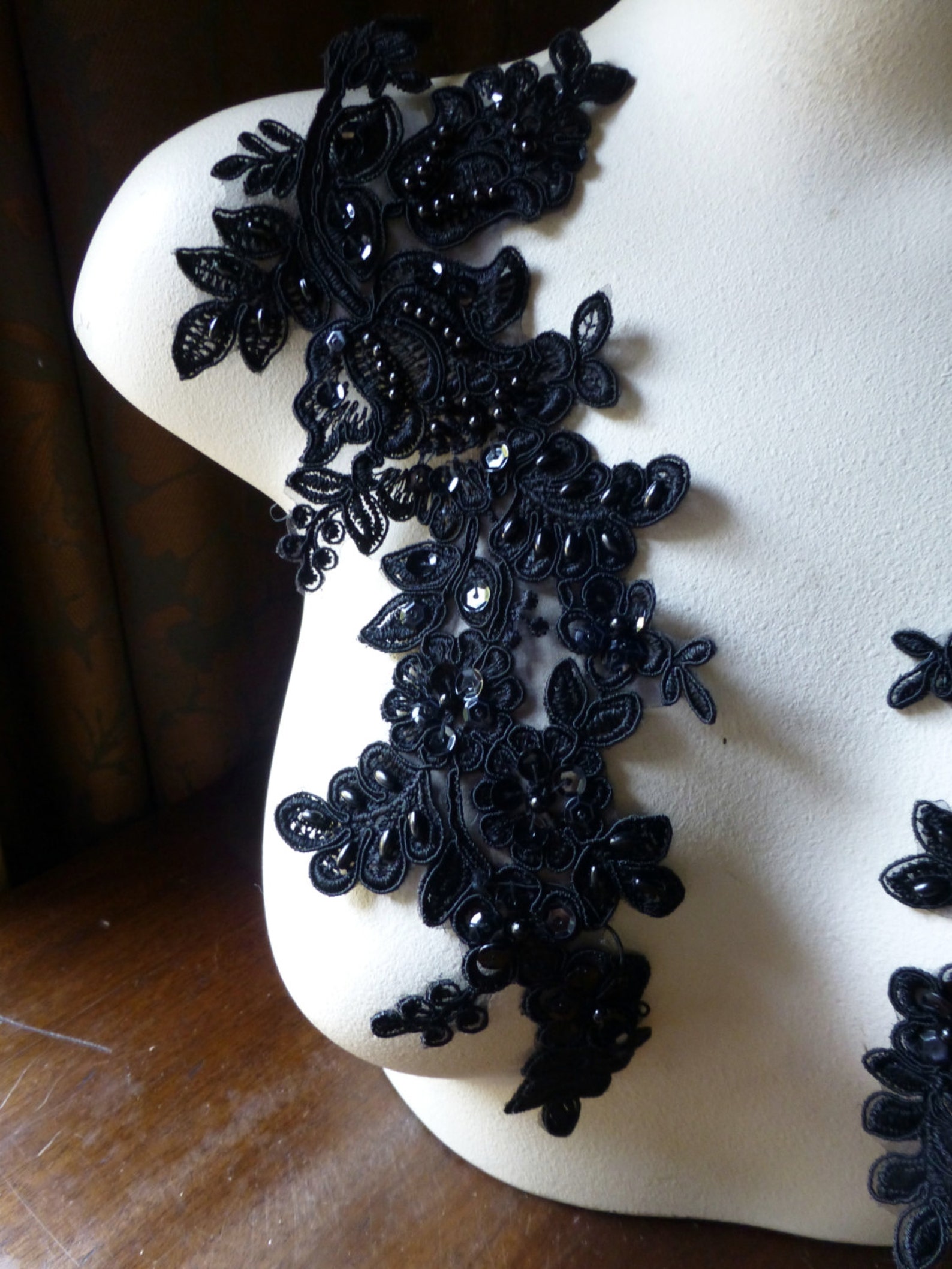 Black Applique Beaded Lace Pair for Lyrical Dance Bridal - Etsy
