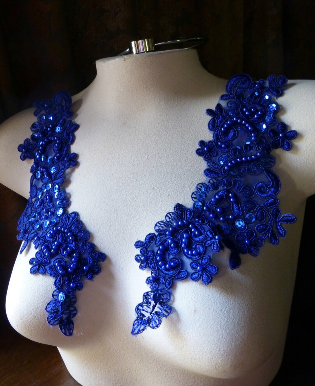 Sapphire Royal Blue Appliques Beaded Lace Applique PAIR for Lyrical ...