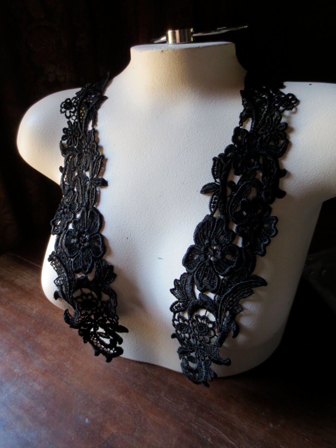 Black Lace Applique PaiR Venise Lace for Bridal Garment | Etsy Black Lace Applique PaiR Venise Lace for Bridal Garment | Etsy