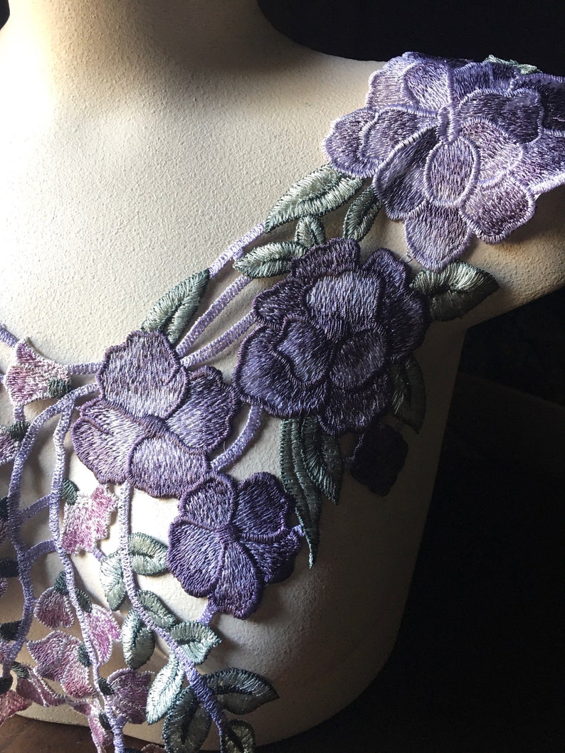 Lavender & Pink Rose Lace Applique for Garments Costume - Etsy