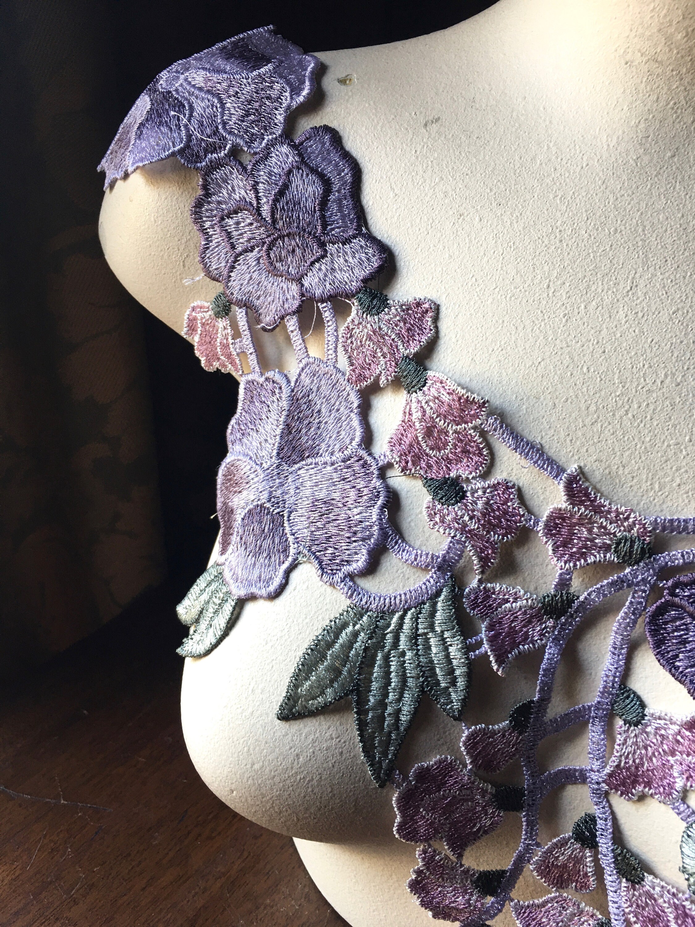 Lavender & Pink Rose Lace Applique for Garments Costume - Etsy