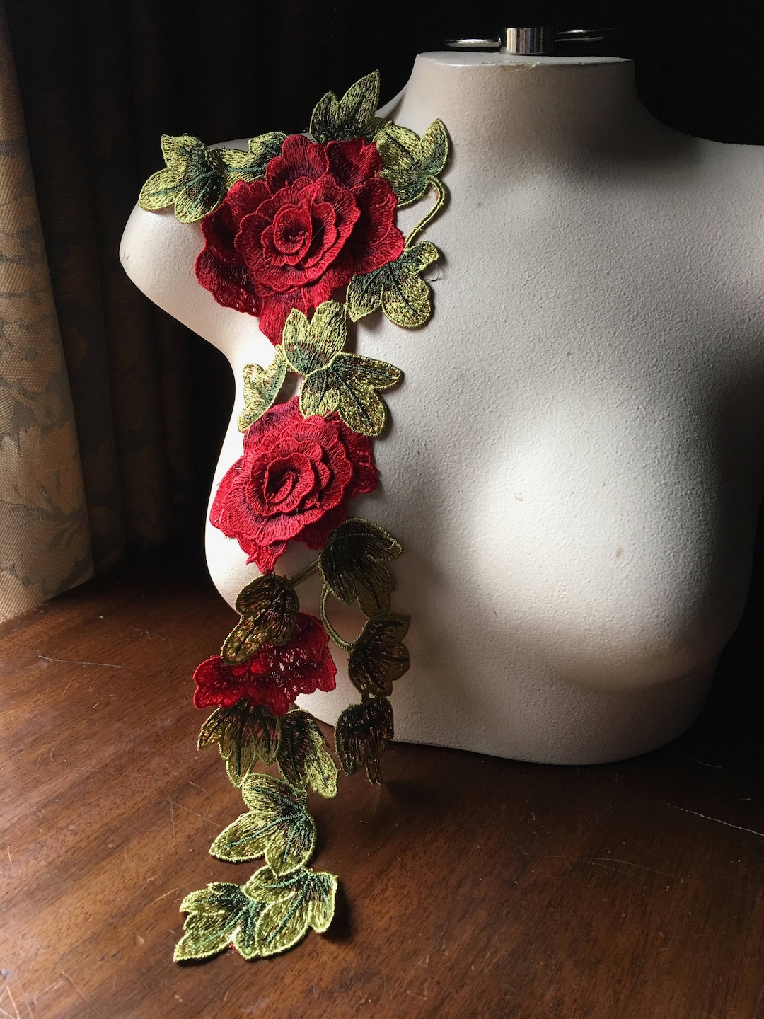 RED Rose Applique LONG 3D Lace for Garments, Costume Design CA 838 - Etsy