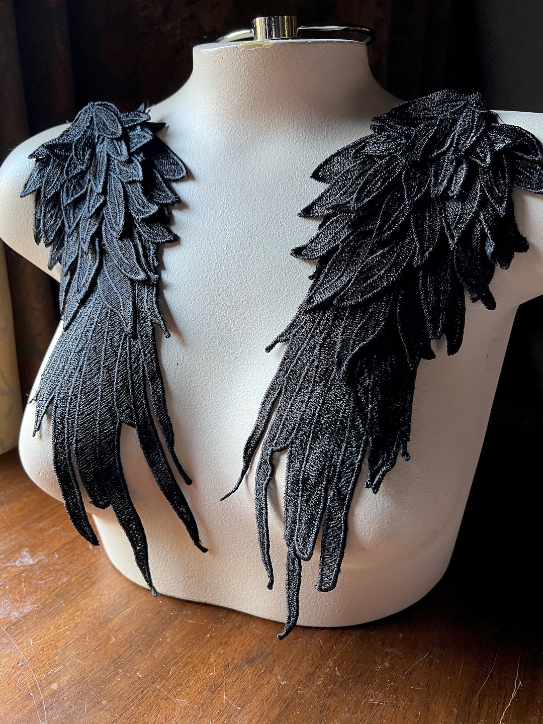 Black 3D Lace Wing Applique Pair 12" Length PR 380-small - Etsy