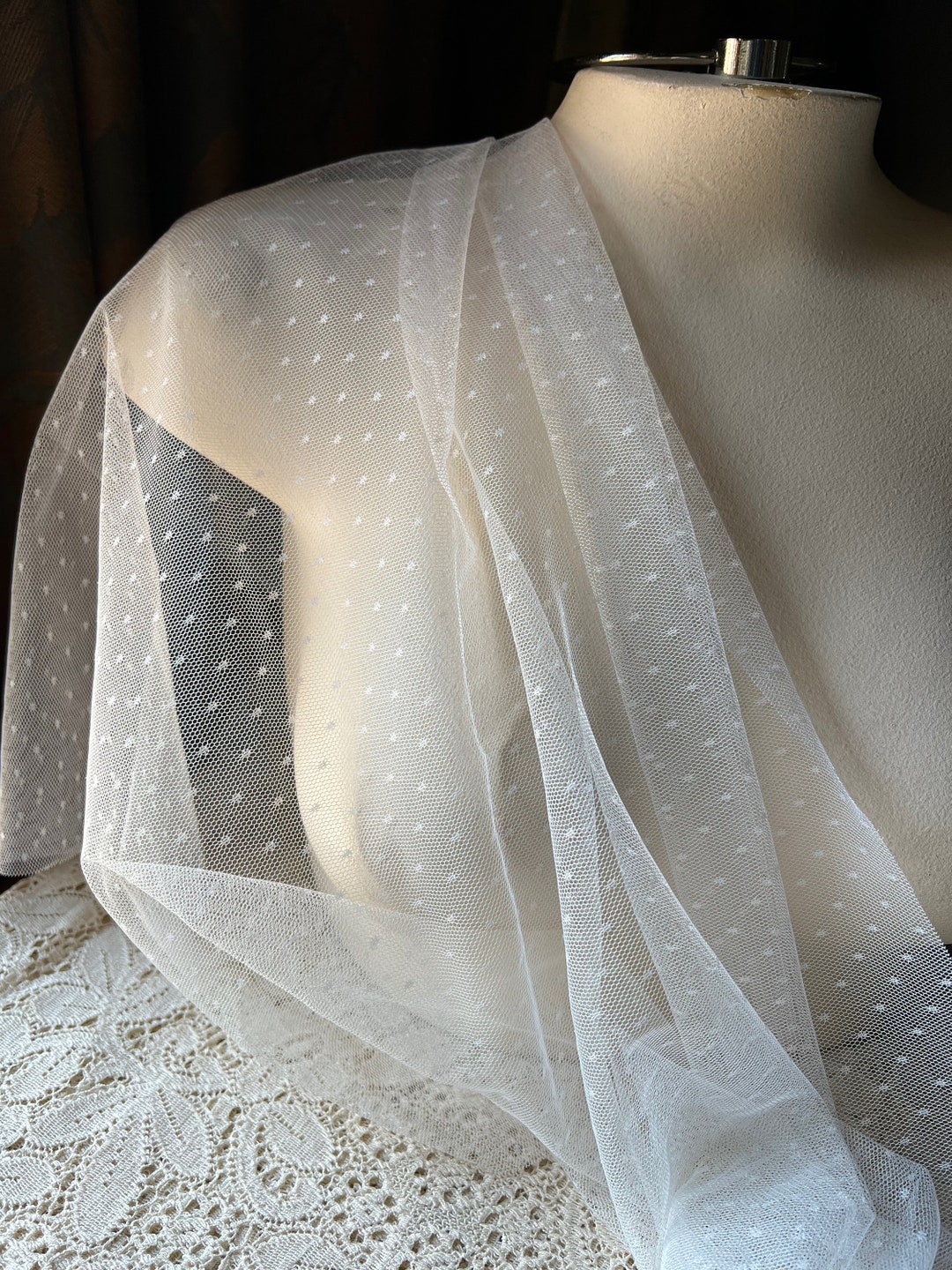Ivory Swiss Dot Veiling #14: Bridal Veil Fabric, 60" Wide #14 NS - Etsy