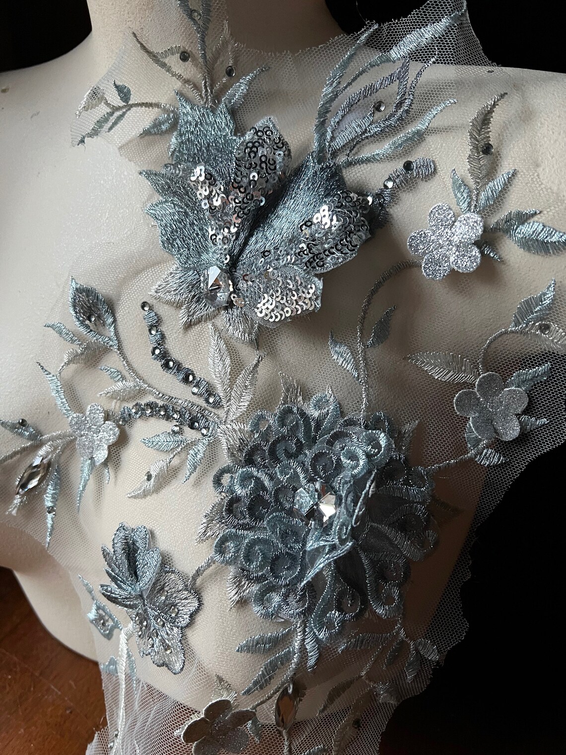 SILVER & ICE Blue 3D Applique 1 With Rhinestones for Lyrical - Etsy