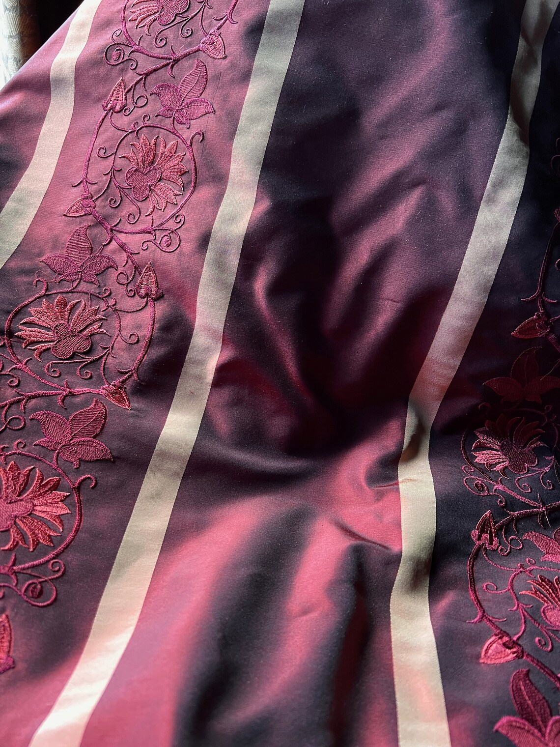 10 Wide PANEL RED & Gold Silk Embroidered Fabric for - Etsy
